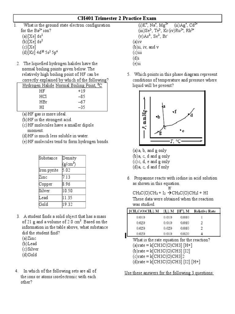 08-09 Practice 2nd Trimester Exam | PDF | Acid | Chemical Equilibrium