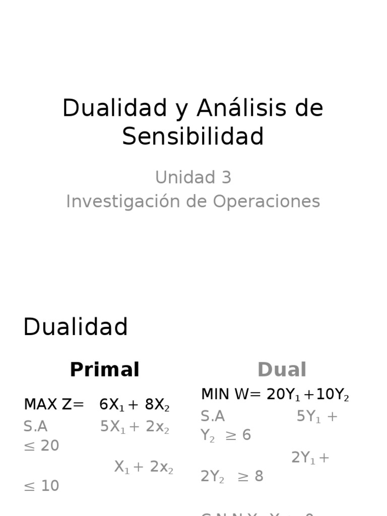 Dualidad y Análisis de Sensibilidad | PDF | Conceptos matemáticos | Enseñanza de matemática