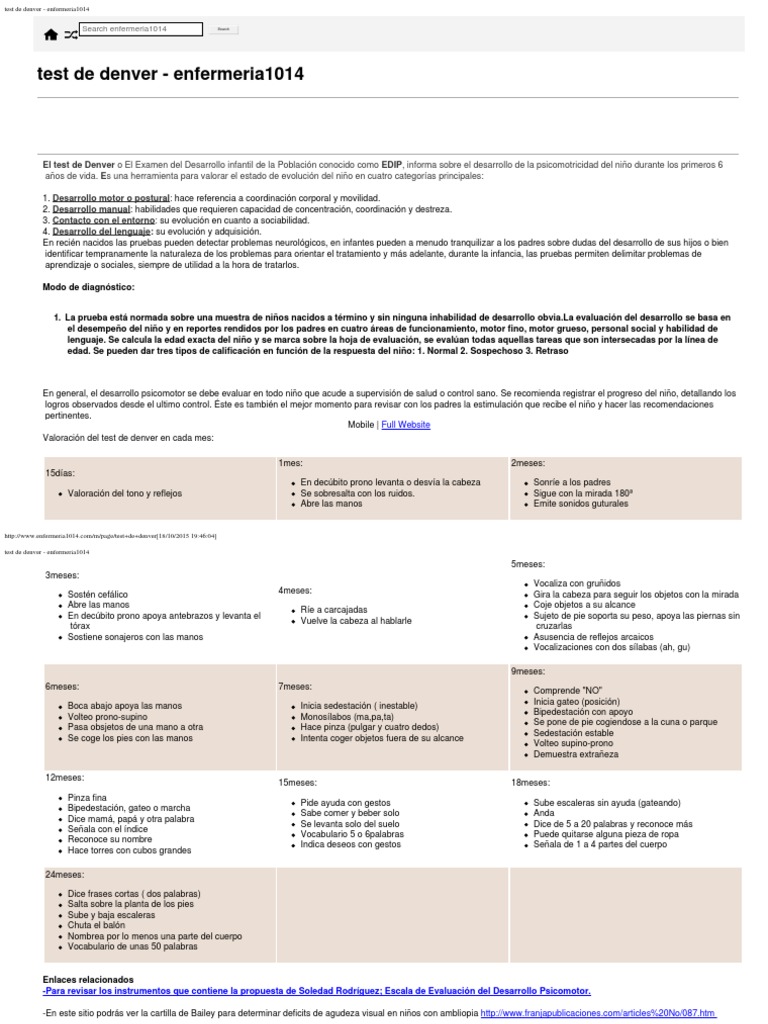 Test de Denver | PDF | Sicología | Educación avanzada