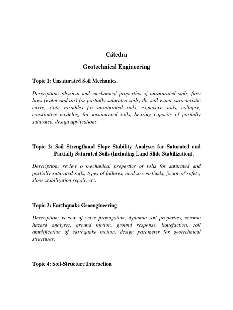 Geotechnical Engineering Topics Overview | PDF | Geotechnical ...