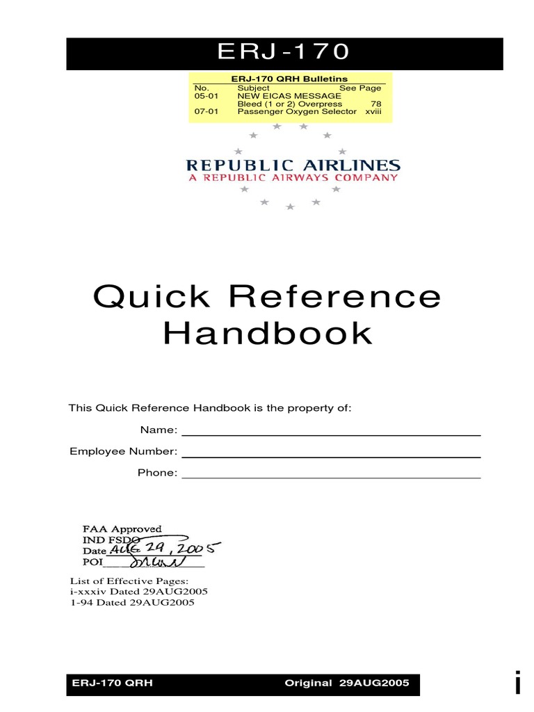 QRH E170 | PDF | Aircraft Flight Control System | Spaceflight Technologies