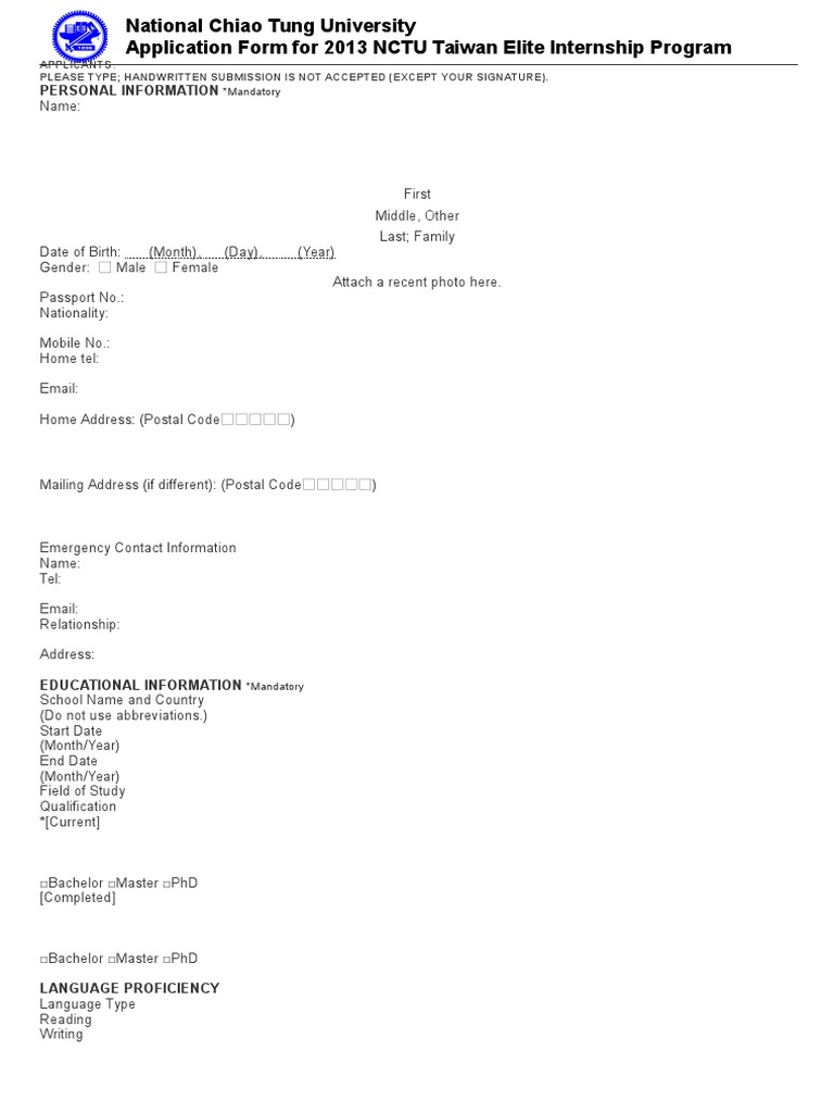 Personal Information: Mandatory | PDF