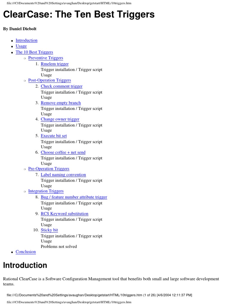 ClearCase: The Ten Best Triggers | PDF | Software Bug | Command Line ...