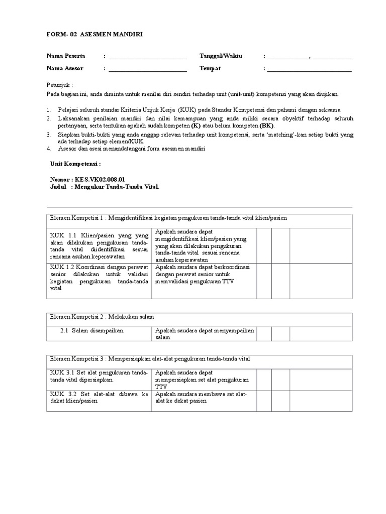 Asesmen Mandiri Pengukuran TTV | PDF