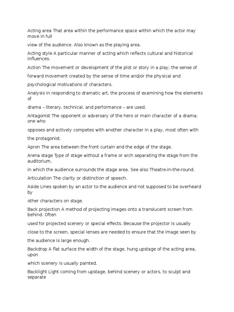 Drama Terms | PDF | Play (Theatre) | Actor