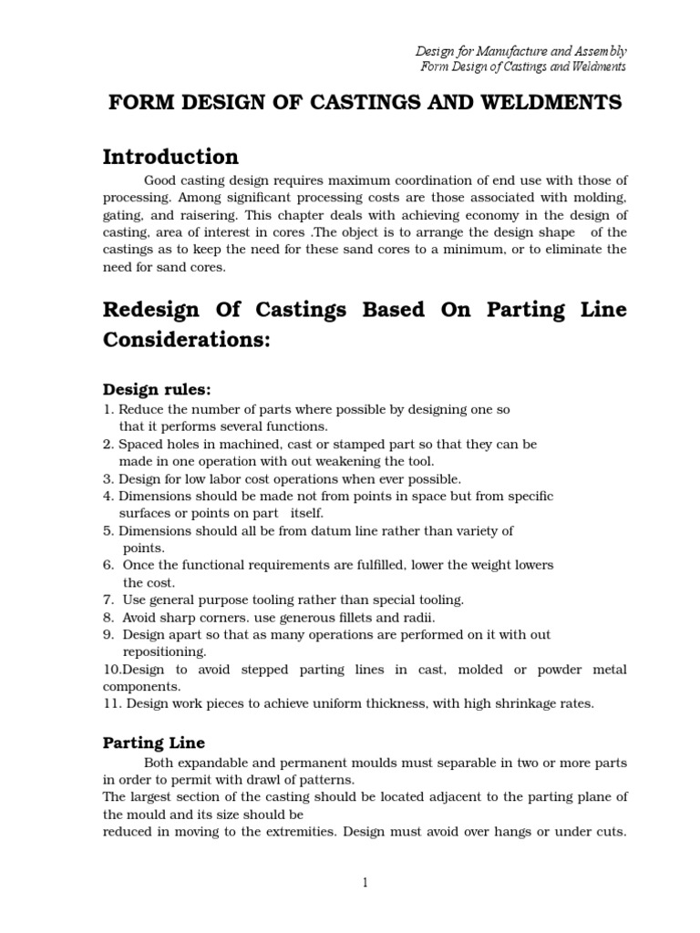 Form Design of Castings and Weldments | PDF | Casting (Metalworking ...
