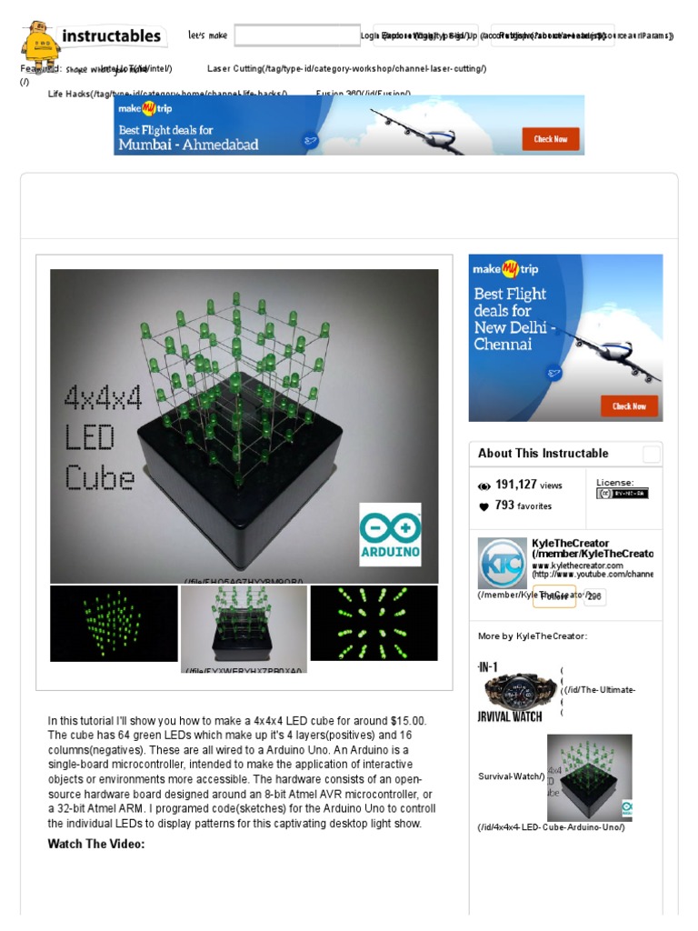 4x4x4 LED Cube (Arduino Uno) - All | PDF | Arduino | Anode