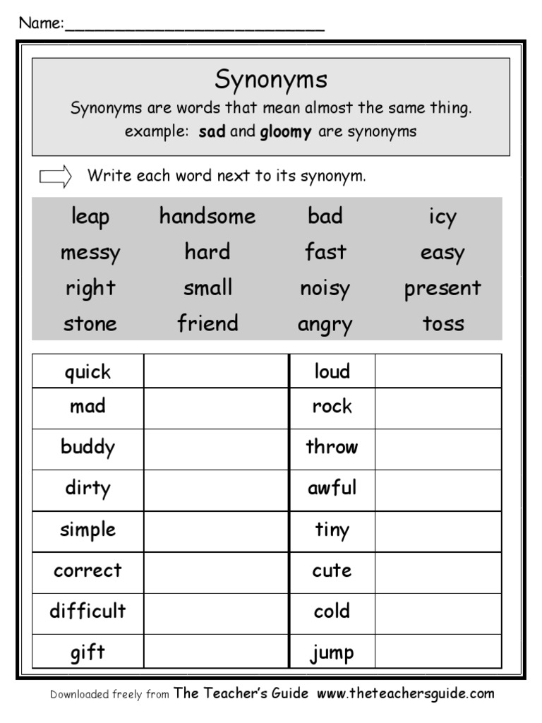 Synonyms: Leap Handsome Bad Icy Messy Hard Fast Easy Right Small Noisy ...