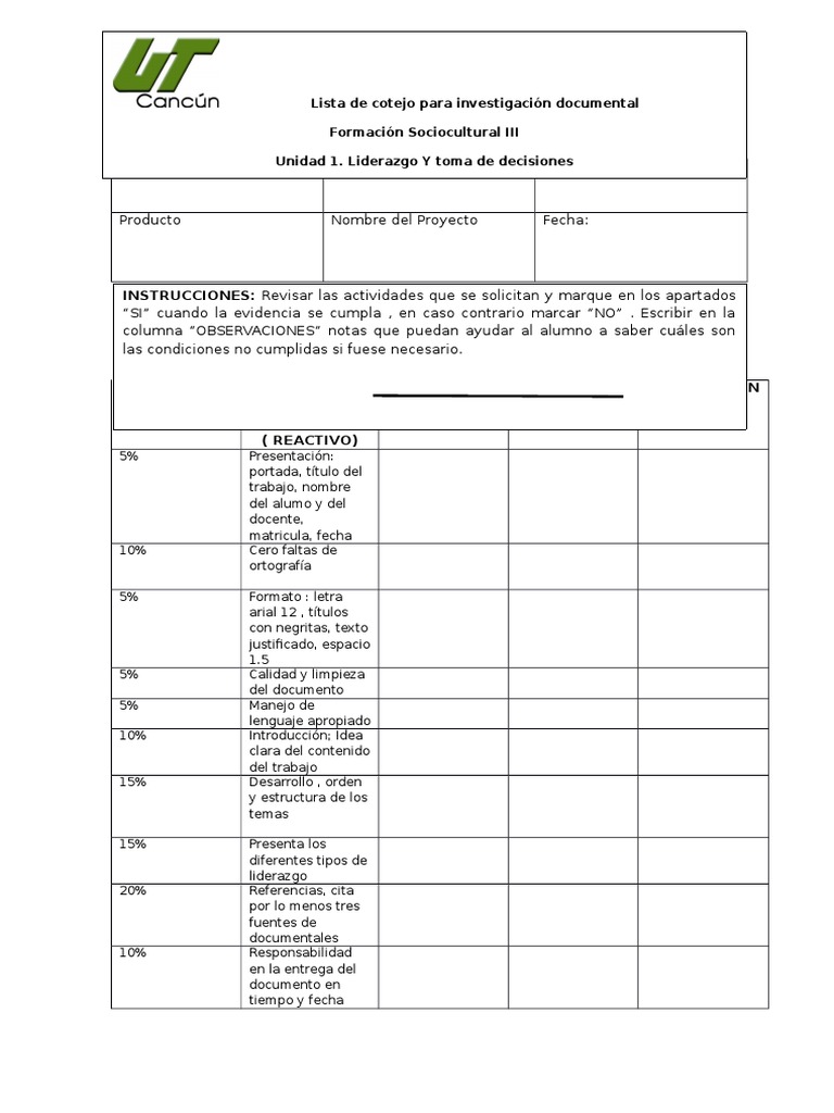 Lista de Cotejo Inv Documental | PDF