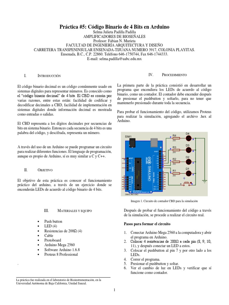Práctica 5 - Código Binario en Arduino | PDF | Arduino | Poco Práctica 5 - Código Binario en Arduino | PDF | Arduino | Poco