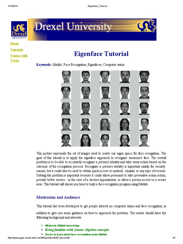 Eigenface Tutorial | PDF | Matlab | Teaching Mathematics