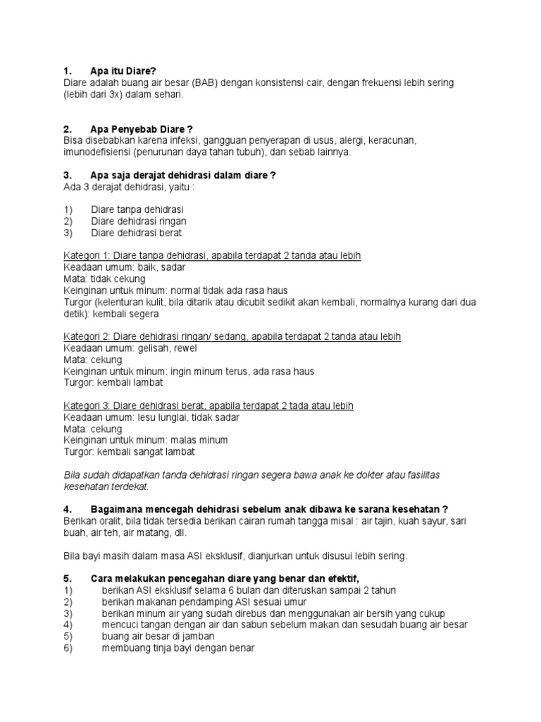 Tatalaksana Dehidrasi Anak Akibat Diare | PDF