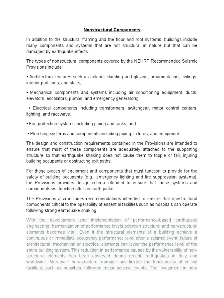 Non Structural Components - Elements | PDF | Earthquakes | Seismology