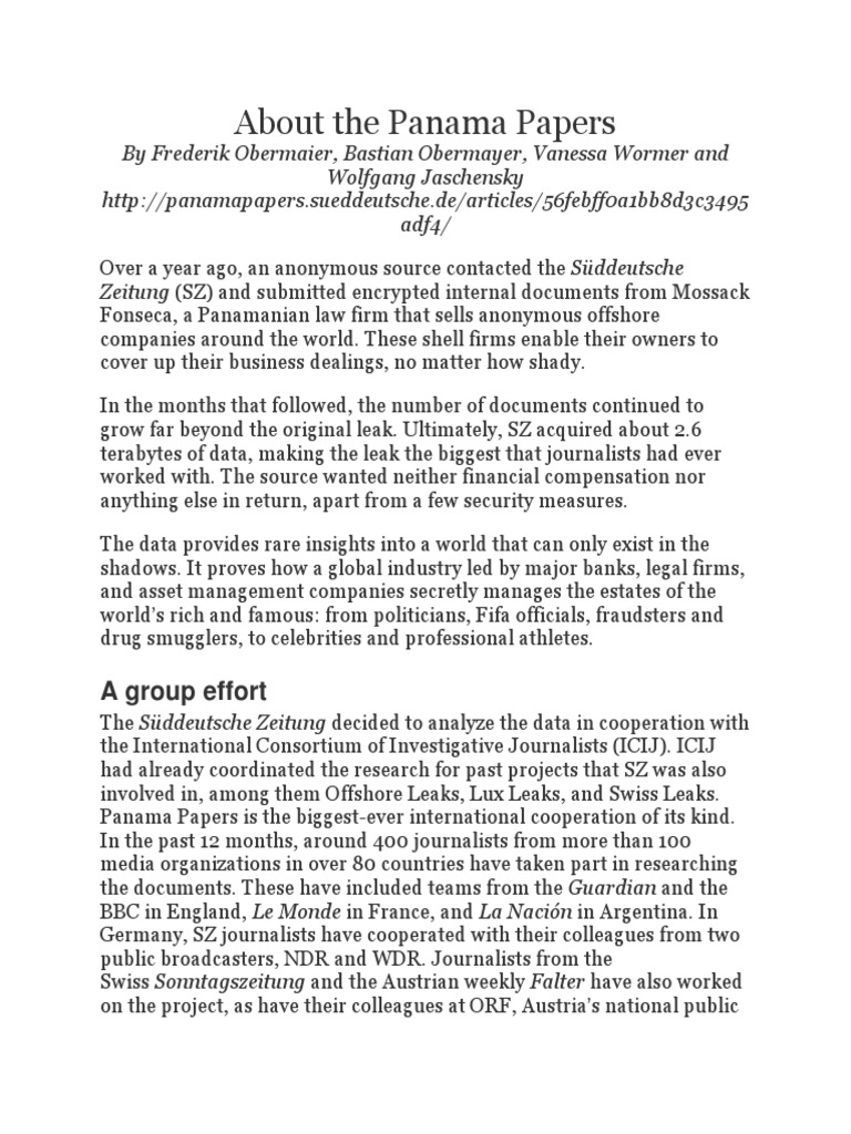 About The Panama Papers Pdf Pdf Government Banking