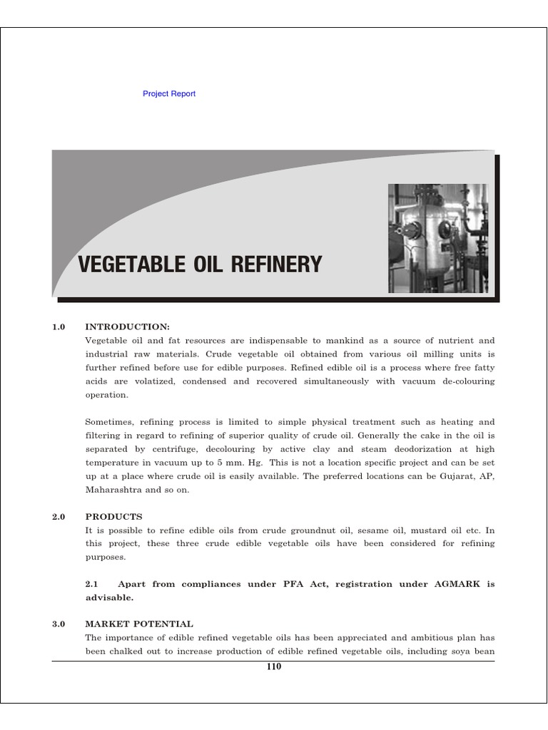 Vegetable Oil Refinary Project Report | PDF | Oil Refinery | Petroleum