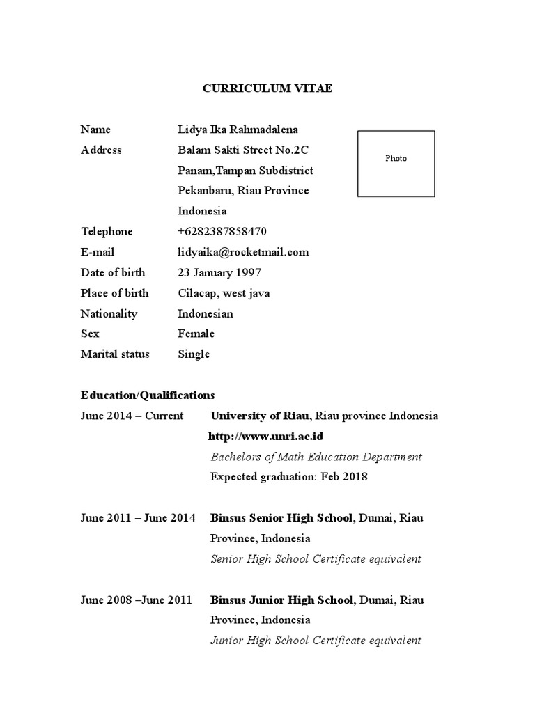 British CV Example | PDF | Secondary School | Sharing