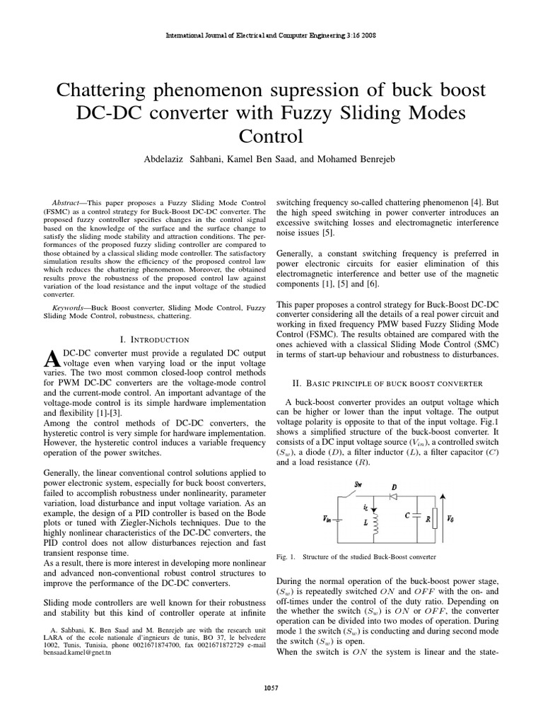 Chattering Phenomenon Supression of Buck Boost DC-DC Converter With ...