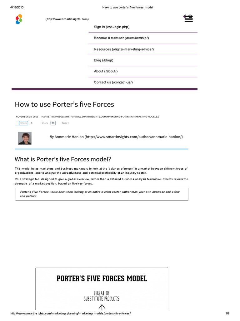 How To Use Porter's Five Forces Model | PDF | Digital Marketing ...
