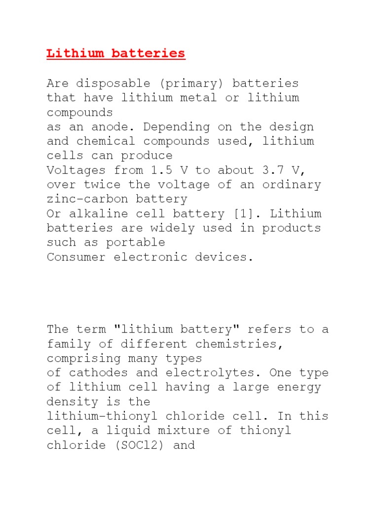 Lithium Battery | PDF | Materials | Battery (Electricity)