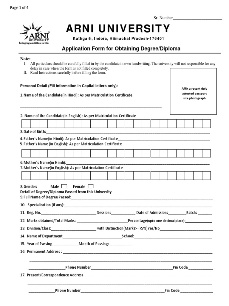 Degree Form | Download Free PDF | Academic Degree | Academia
