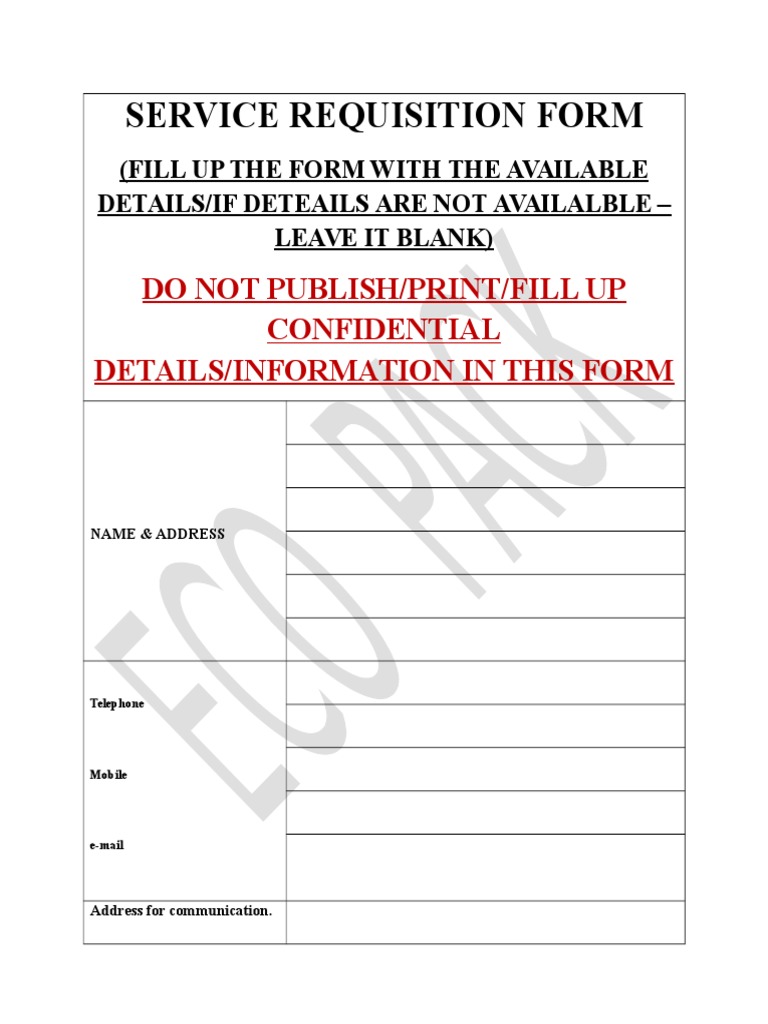 Service Requisition Form-Original | PDF | Social Institutions | Social ...