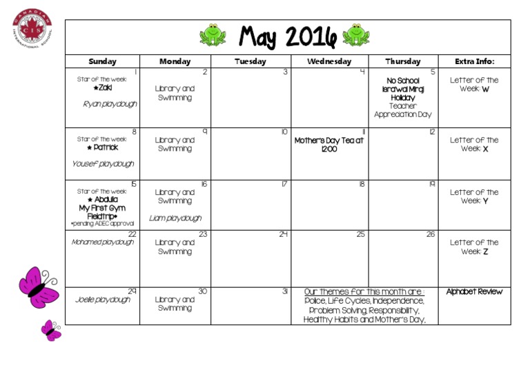 May 2016 Activity Calendar | PDF