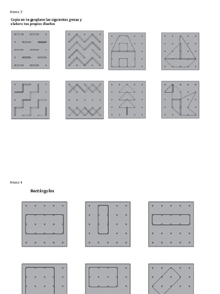 Anexos 3 A 6 Figuras en El Geoplano | PDF | Triángulo | Enseñanza de ...