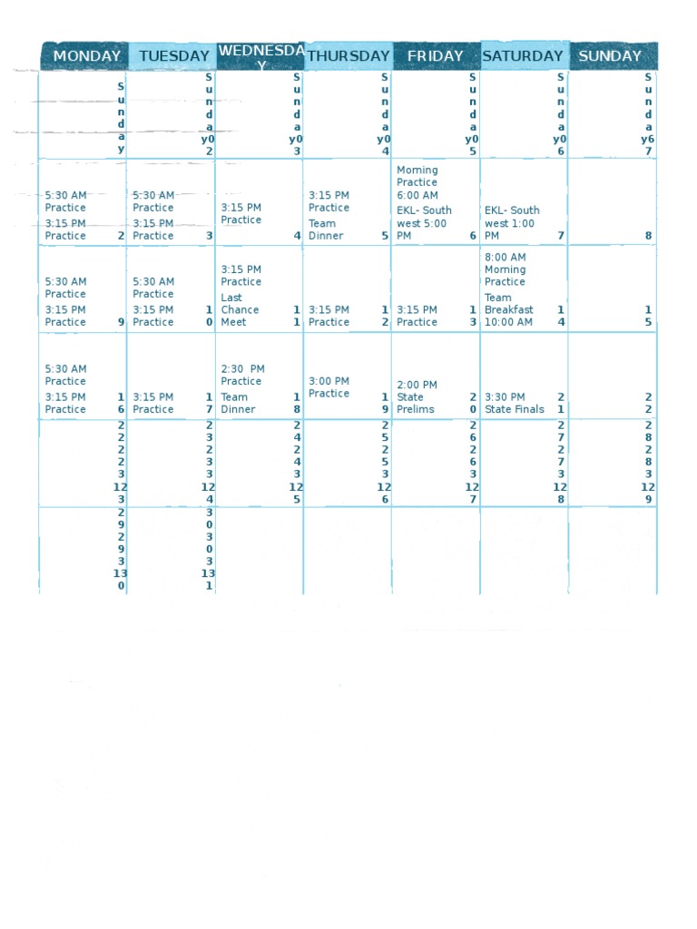 Calendar Swim | PDF