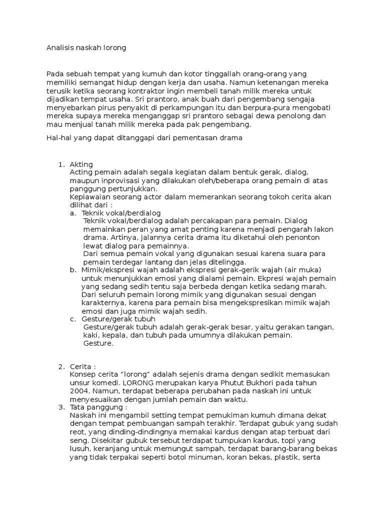 Analisis Naskah Lorong | PDF