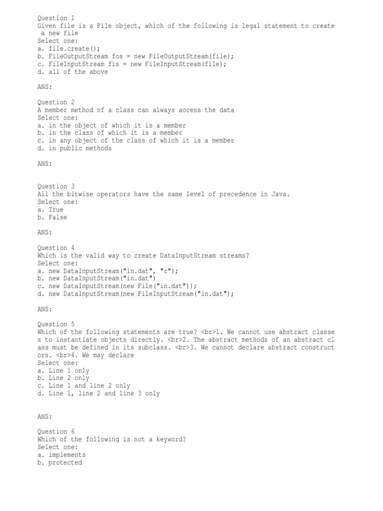 Java Examination Paper2 Question | Download Free PDF | C (Programming ...