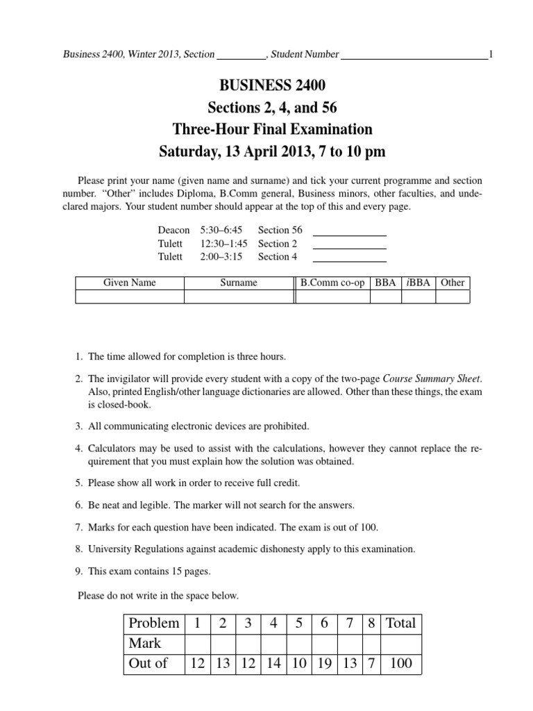 MUN 2400 Practice Final | PDF | Treasure | Screw