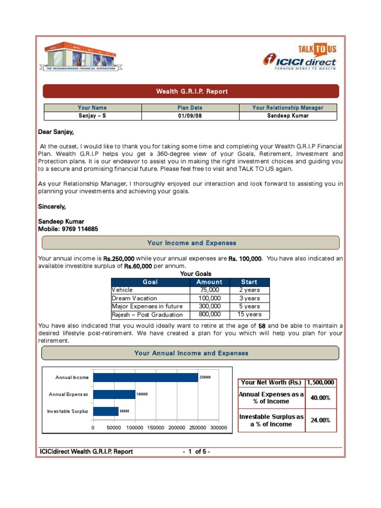 Sample Wealth GRIP Report | Download Free PDF | Insurance | Stocks