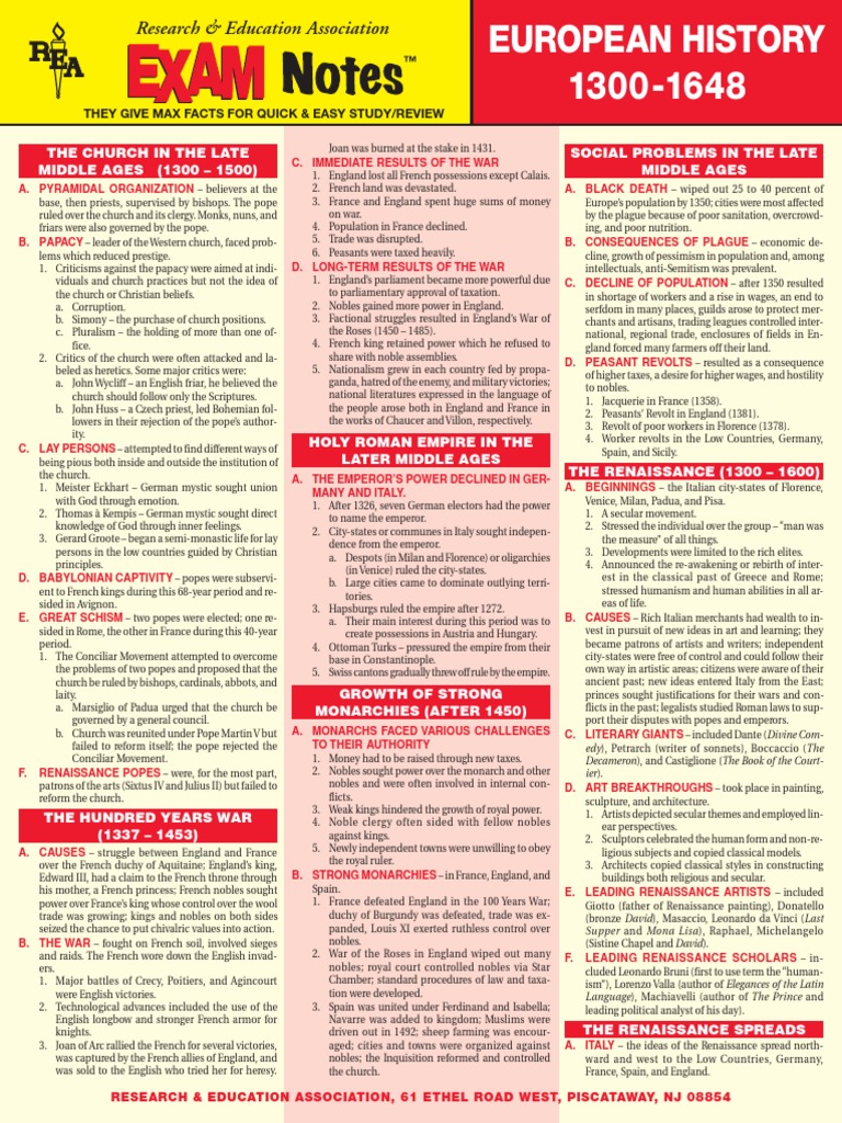 AP Euro History Review Charts | PDF | Oliver Cromwell | Protestantism