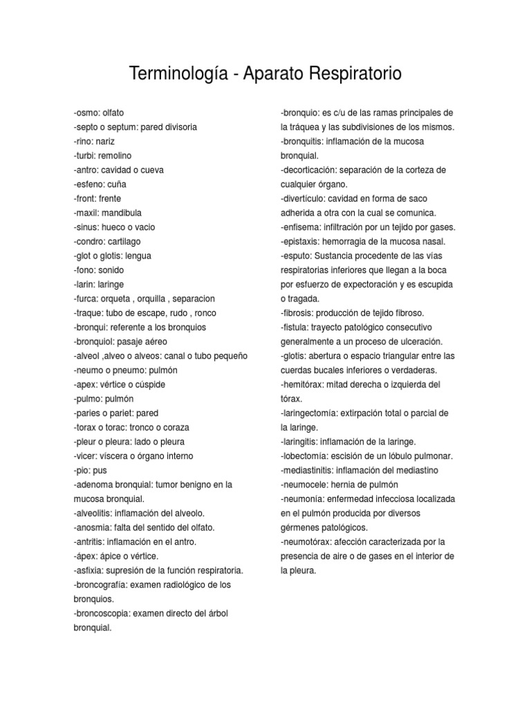 Términos Médicos - Respiratorio | PDF