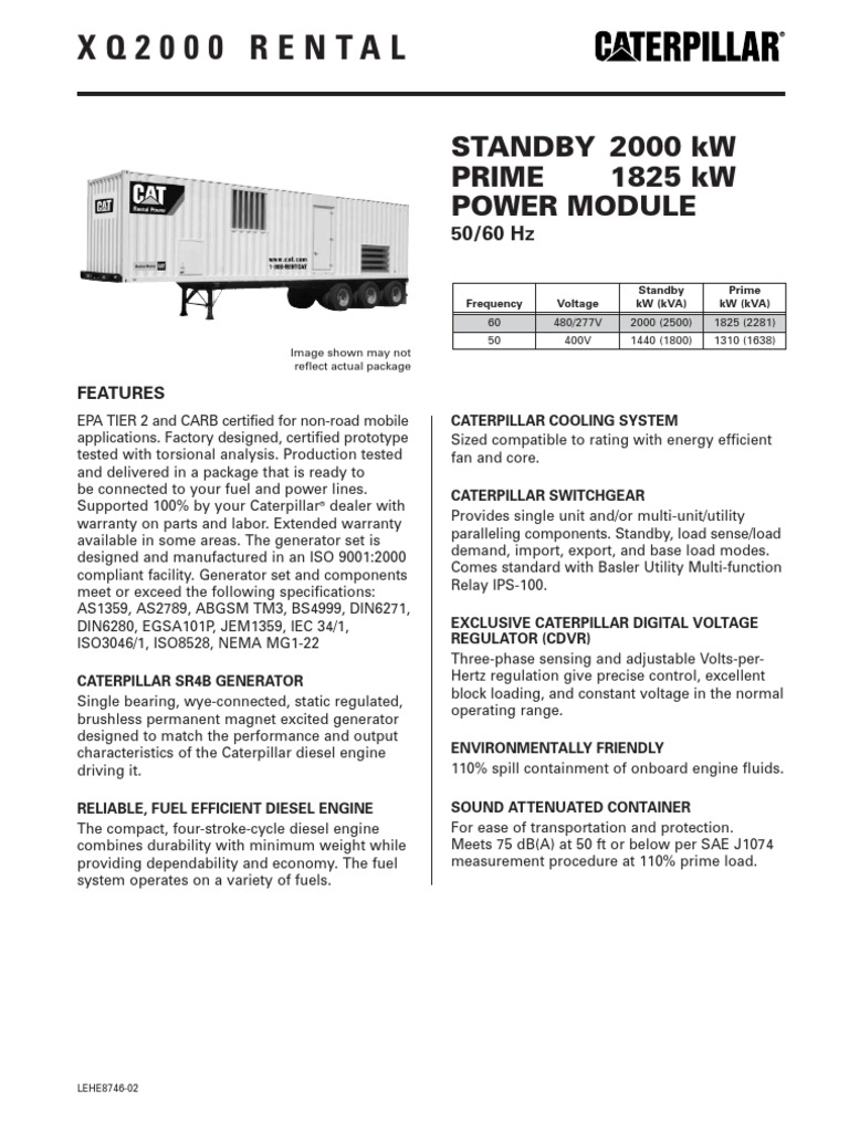 Caterpillar XQ2000 Containerized Diesel Generator Set | PDF | Battery ...