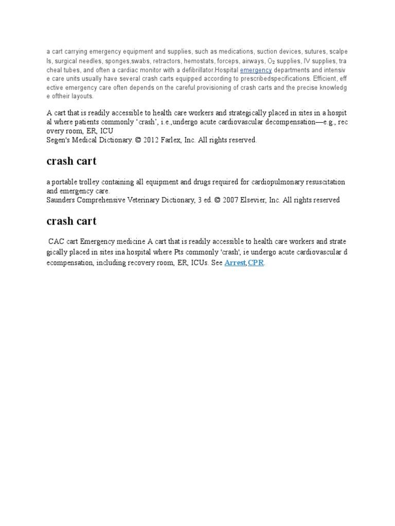 Crash Cart: Emergency | PDF