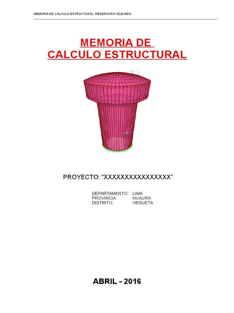 Memoria de Cálculo: Reservorio Elevado | PDF | Hazme | Hormigón