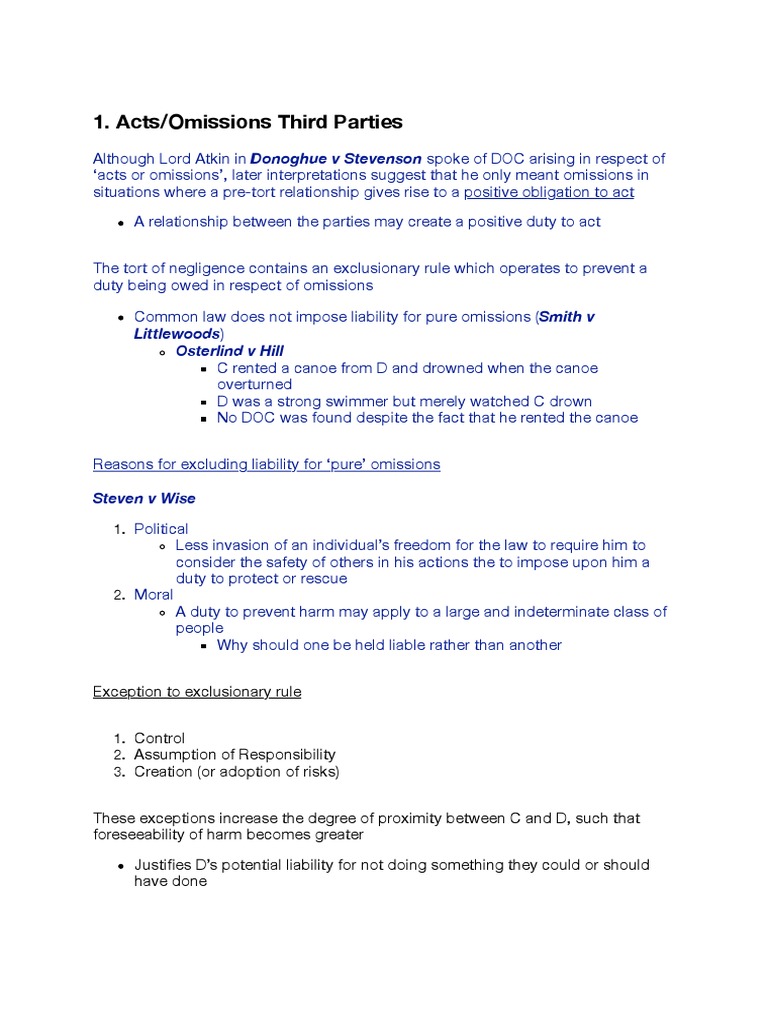 Acts and Omissions | PDF | Tort | Negligence