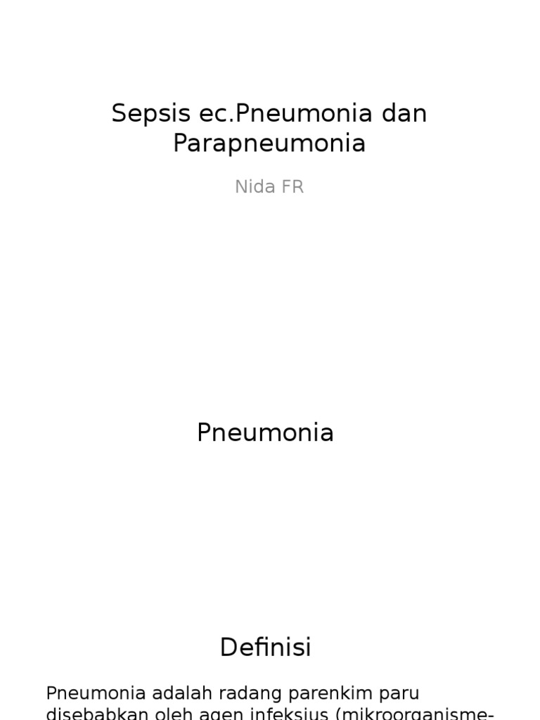 Sepsis Ec Pneumonia Dan Parapneumonia | PDF