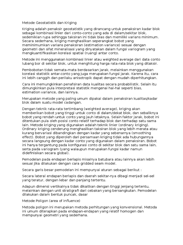Metode Geostatistik Dan Kriging | PDF