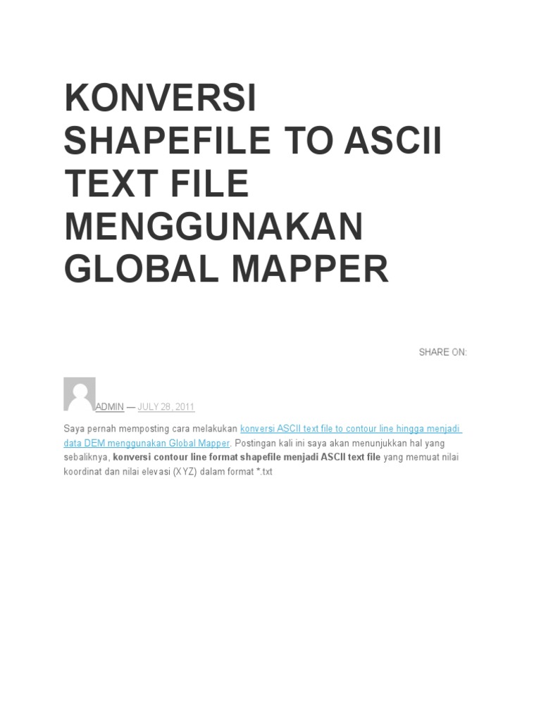 Konversi Shapefile To Ascii Text File Menggunakan Global Mapper | PDF