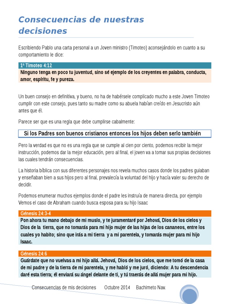Consecuencias de Nuestras Decisiones | PDF | Jacob | Biblia