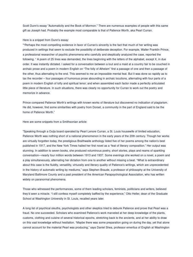 Pearl Curran - Aka Patience Worth - Automatic Writing | PDF ...