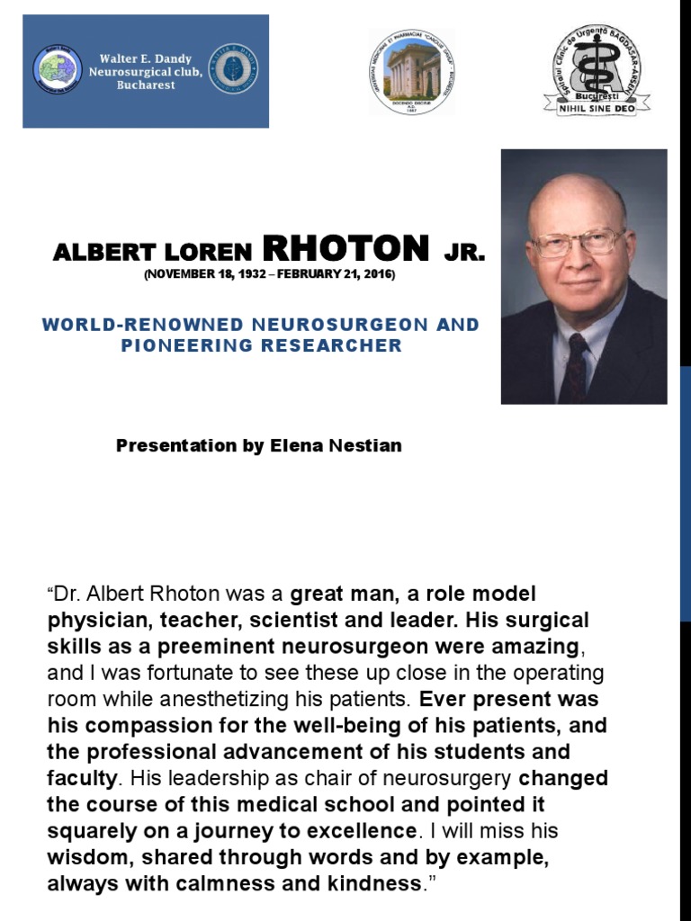 Albert Rhoton: Pioneering Neurosurgeon | PDF | Neurosurgery | Medical ...