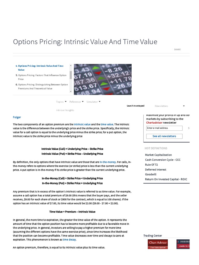 Option Pricing-Intrinsic Value | PDF | Call Option | Option (Finance)