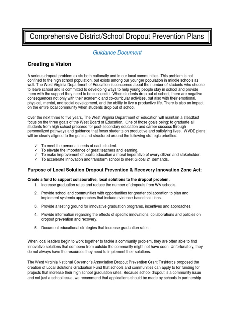 Dropout Prevention Plan | PDF | High School Dropouts | Community