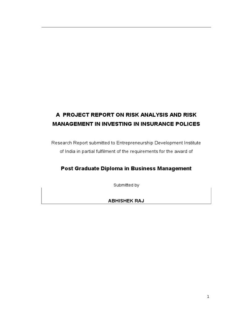 Risk Management and Analysis of Insurance Companies | PDF | Insurance ...