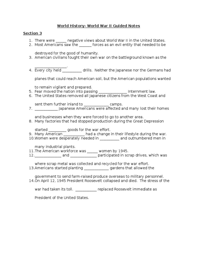 WWII Impact on American Society Notes | PDF