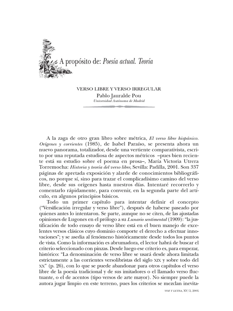 Definición y ejemplos de verso libre | PDF | Metro (poesía) | Ritmo