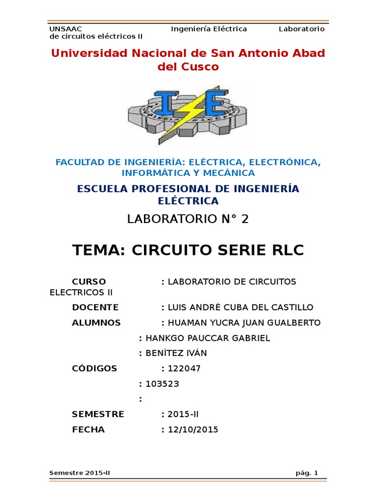 Segundo Laboratorio de Circuitos Electricos II | Descargar gratis PDF | Impedancia eléctrica ...